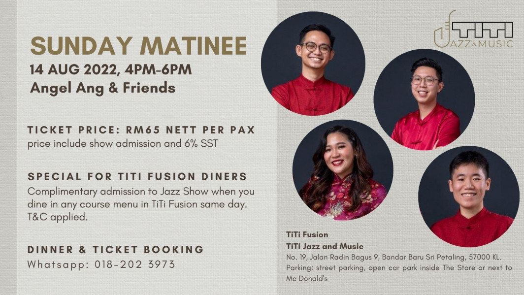 TiTi Jazz and Music - Sunday Matinee (Angel Ang and Friends) - CloudJoi